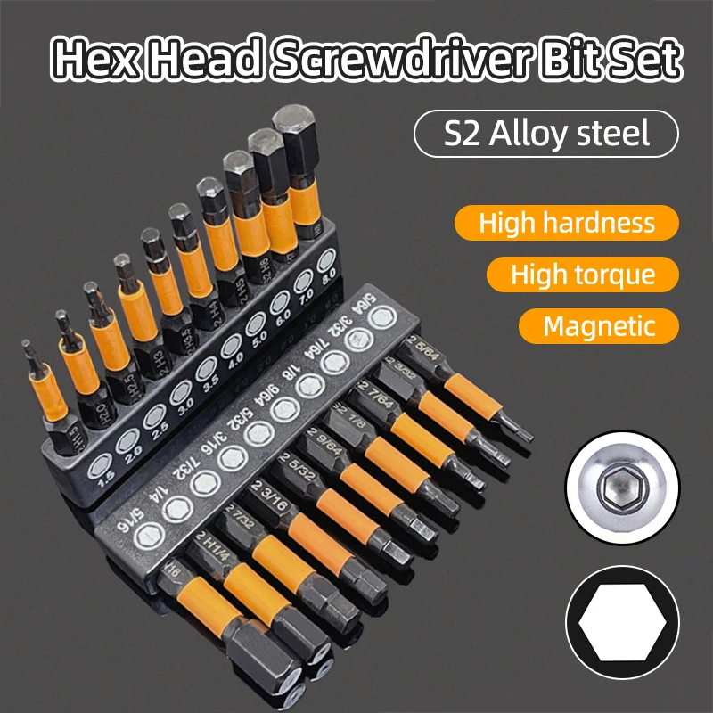 Hex-Head-Allen-Wrench-Screwdriver-Bit-Set-SAE-Metric-1-4-Hex-Shank ...
