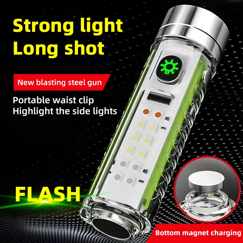 LED flashlight super bright with white/red/blue/purple side lights and ...