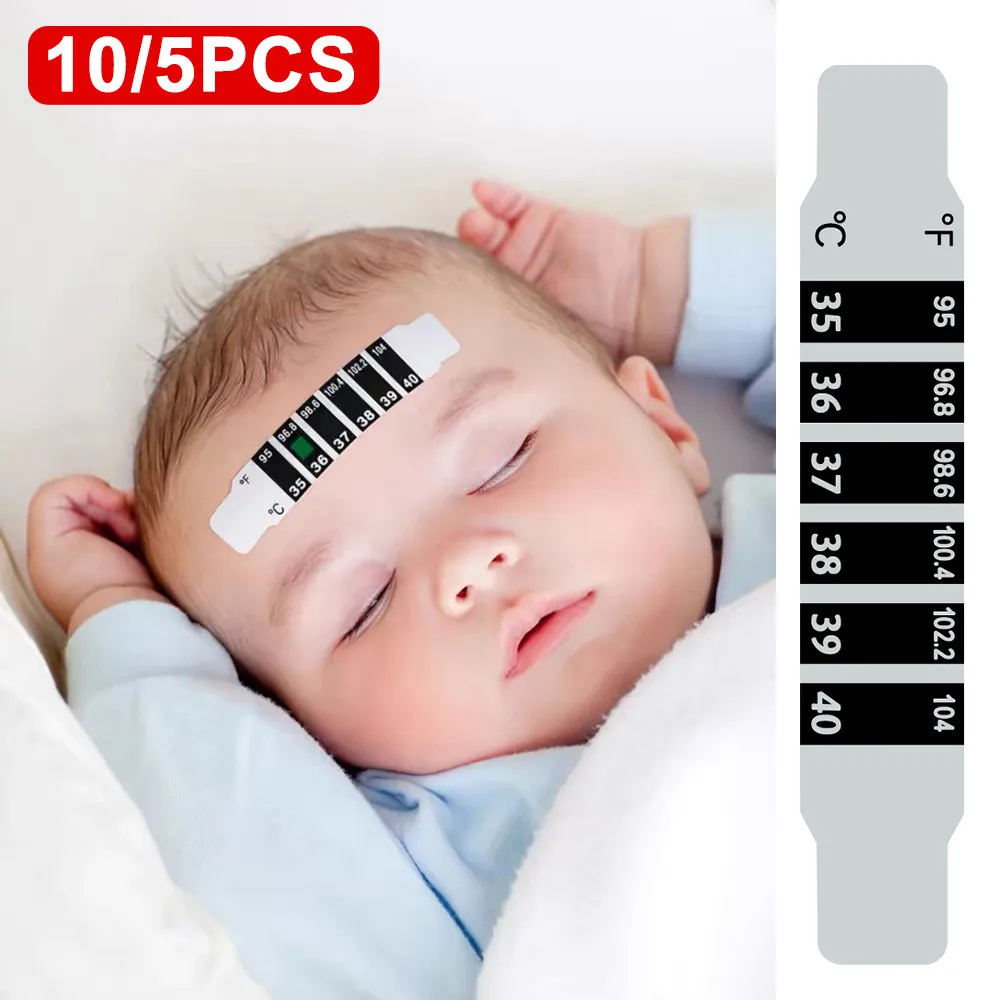 10-5pcs-Forehead-Head-Strip-Thermometer-Stickers-Baby-Child-Kid-Fever ...