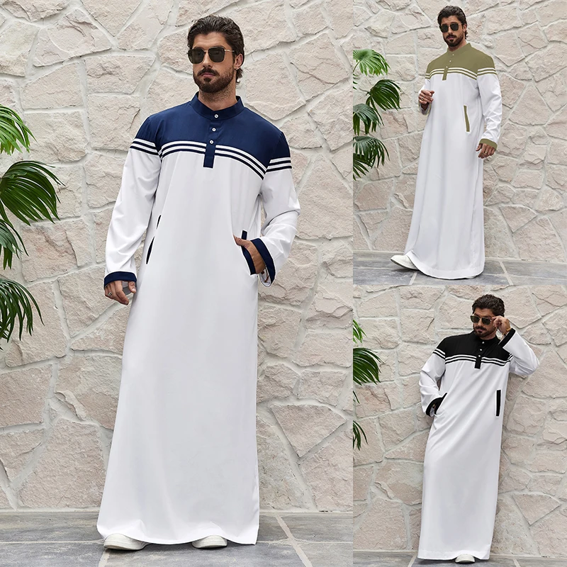 Islam Ramadan Color Blocked Men's Traditional Muslim Thobe, Ramadan ...