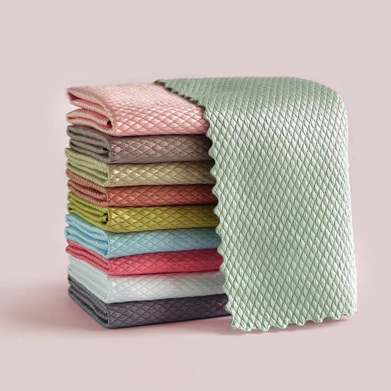 Kitchen Anti Grease Wiping Rags Efficient Fish Scale Wipe Cloth ...