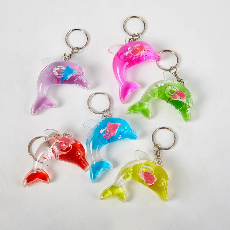 Transparent-Dolphin-Keychains-Floating-Liquid-Key-Chain-Bag-Pendant ...