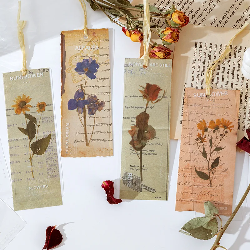 5pcs Vintage Plants Flowers Bookmarks Kawaii Translucent Book Note Page ...