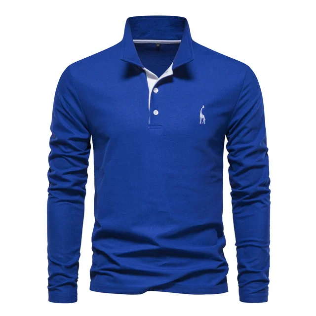 Long sleeve polo shirt in solid color – Dresoo