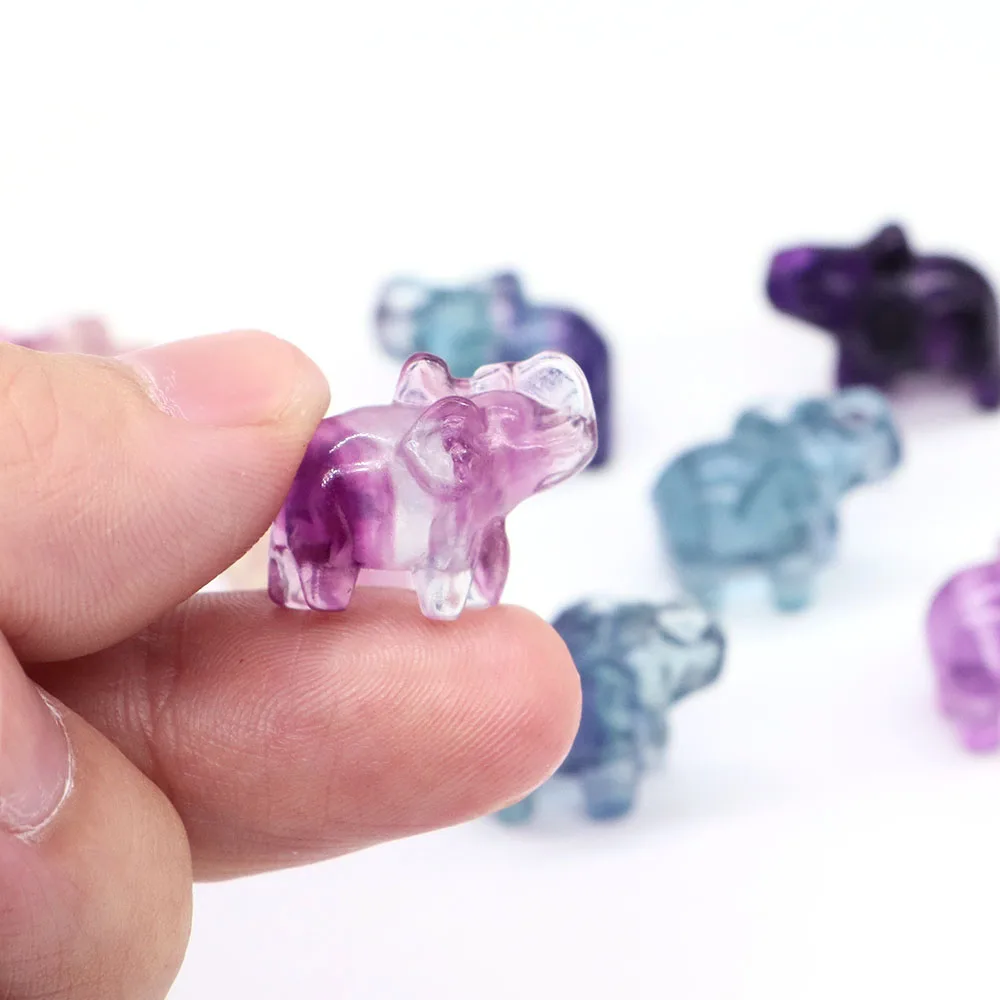 Natural-Rainbow-Color-Fluorite-Mini-Elephant-Reiki-Healing-Crystal ...