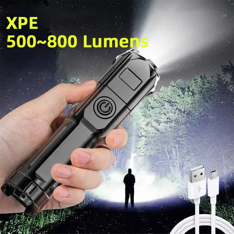 LED-Telescopic-Zoom-Strong-Light-Flashlight-USB-Charging-Compact ...