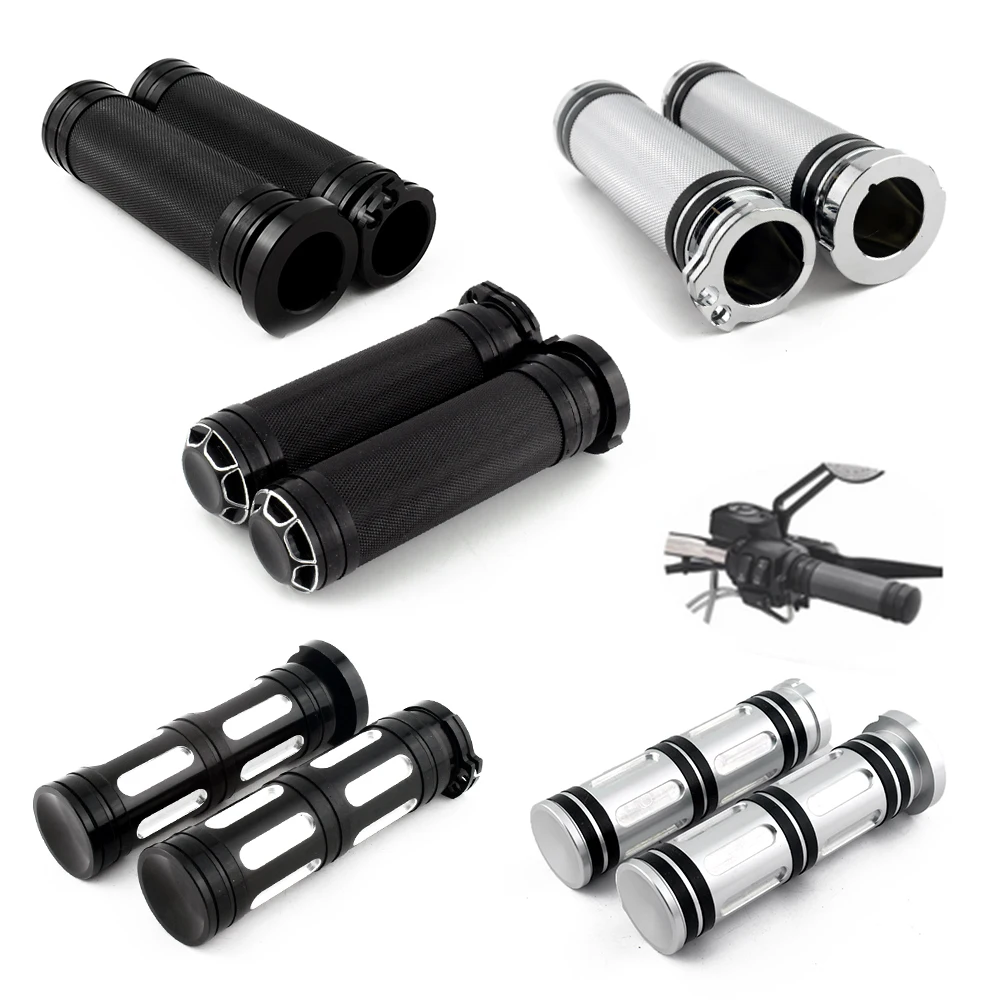 1-25mm-Handle-Grips-Motorcycle-CNC-Aluminum-Handlebar-Grips-For-Harley ...