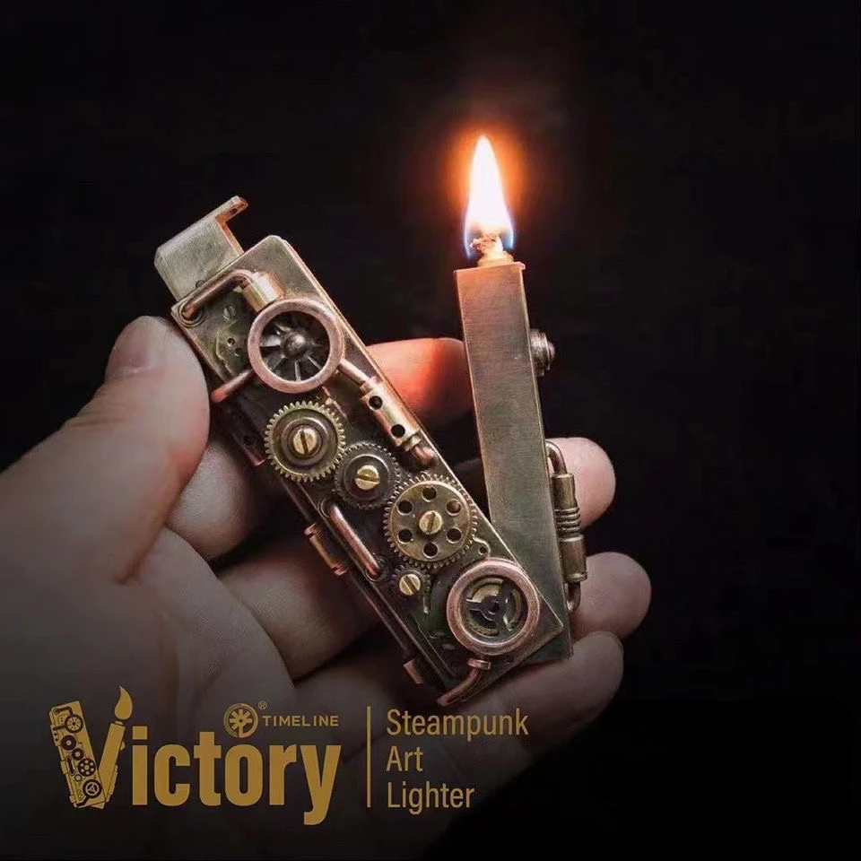 EDC-Creative-Steampunk-Gear-Kerosene-Lighter-Handmade-Brass-Lighters ...