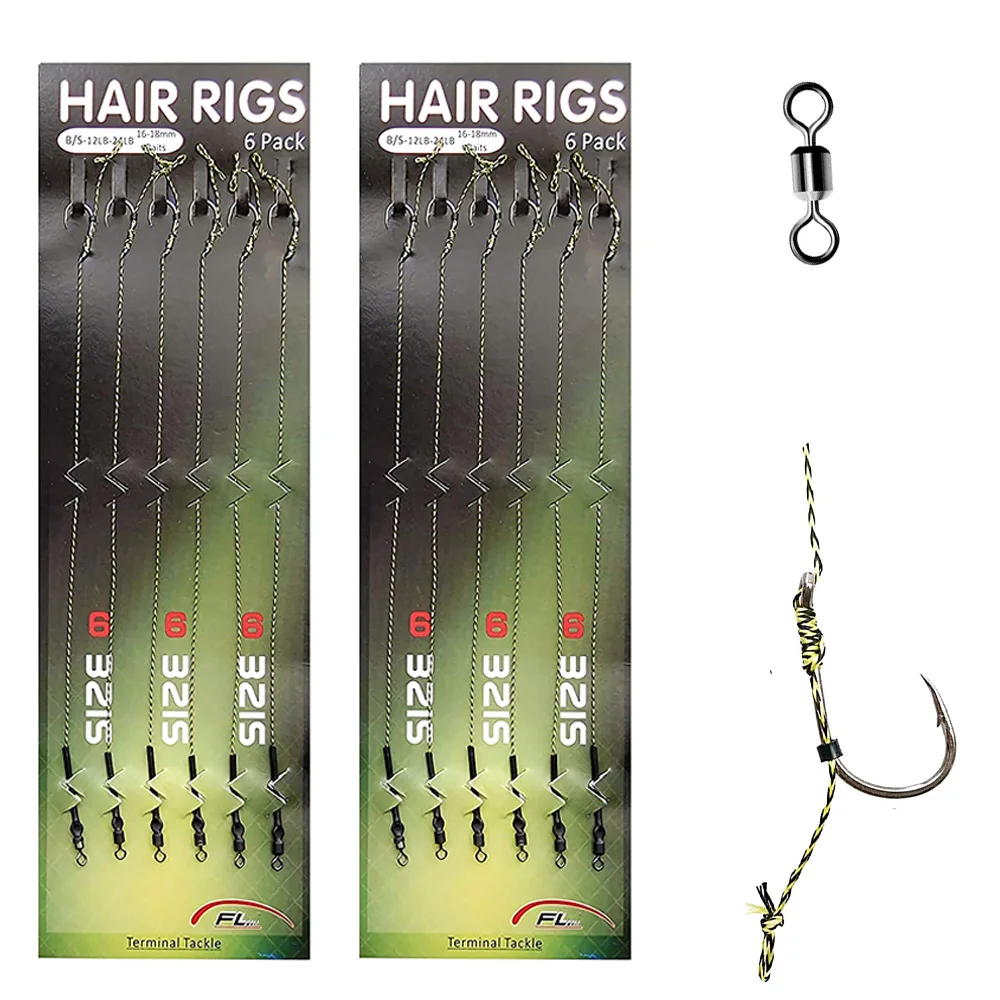 12Pcs/2Packs Carp fishing rigs ready made Kit Carp Hooks 2/4/6/8# Carp ...
