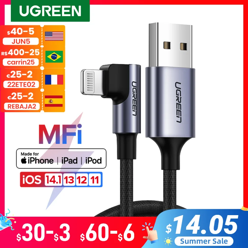 Ugreen Mfi Usb Lightning Cable For Iphone 13 Mini Pro Max Fast Charge ...
