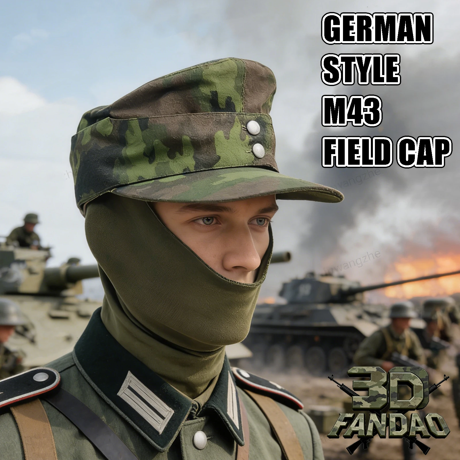 WWII WW2 German Style M43 Field Cap Tactical Camouflage Cotton Mountain ...