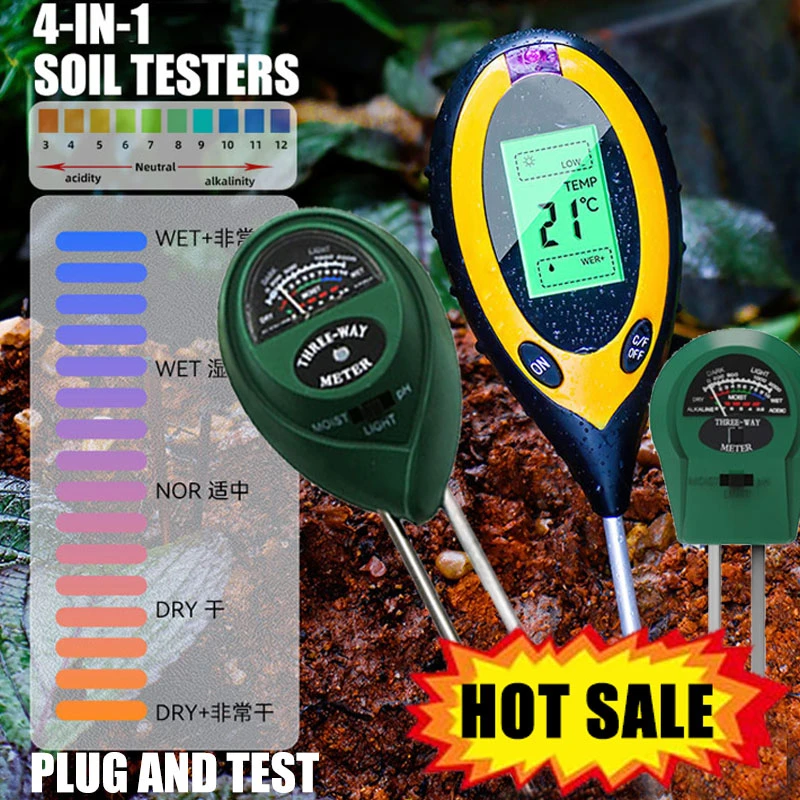4 In 1 Professional Soil Ph Tester Lcd Display Soil Ph Meter With ...