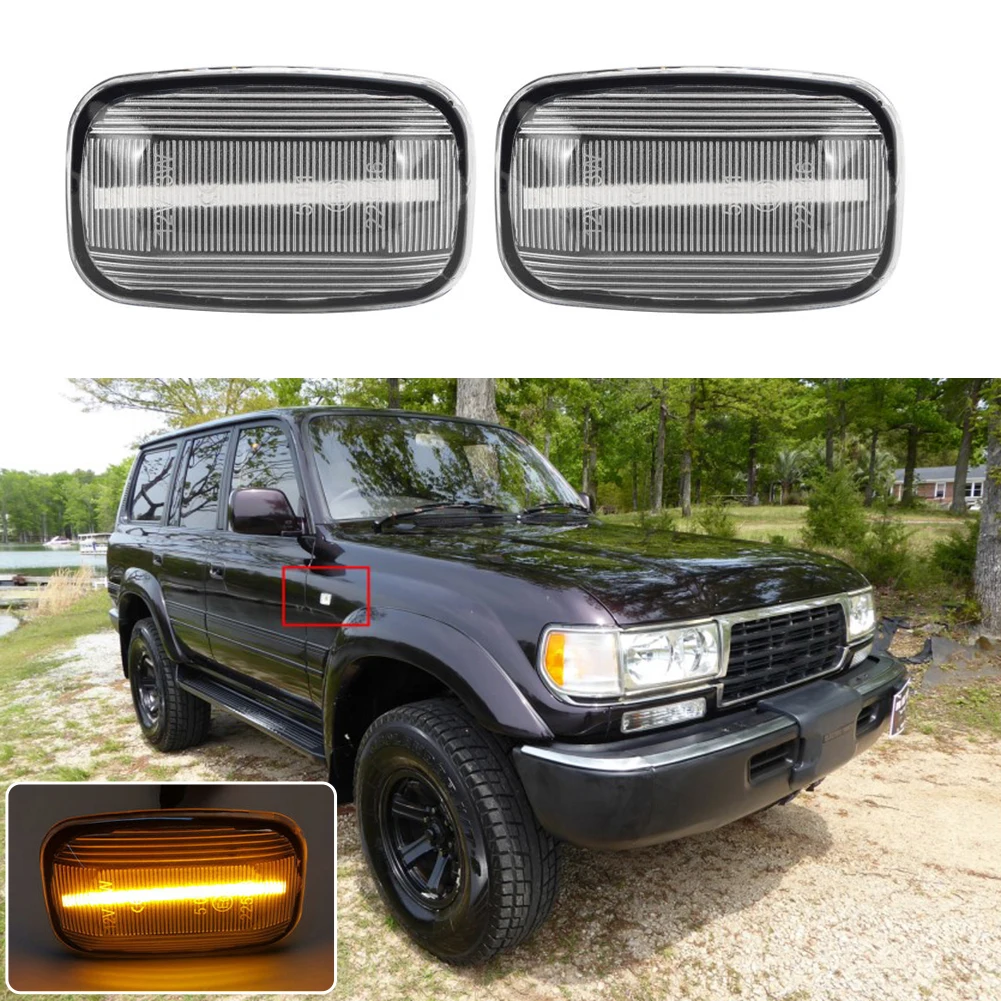 2Pcs Car Side Indicator Repeater Lights For Toyota Land Cruiser 70 80 ...