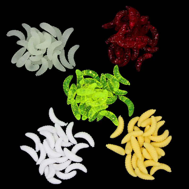 50PCS-Bread-Worm-Silicone-Artificial-Baits-Smell-Worms-Glow-Shrimps ...
