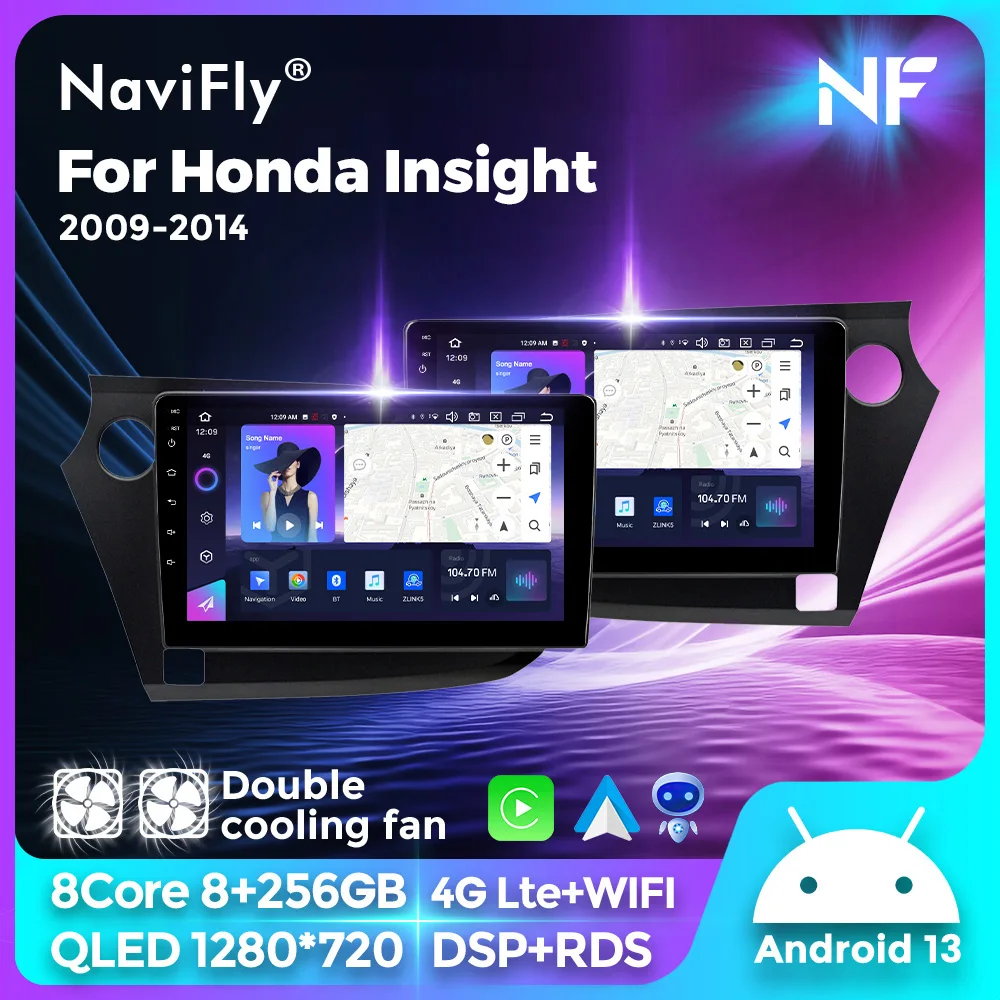 2Din-Car-Radio-NEW-Android-Auto-CarPlay-For-Honda-Insight-2009-2010 ...