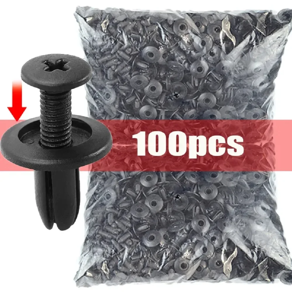 100pcs-Plastic-Rivets-Fasteners-Screw-Car-Bumper-Fender-Black-Rivet-8mm ...