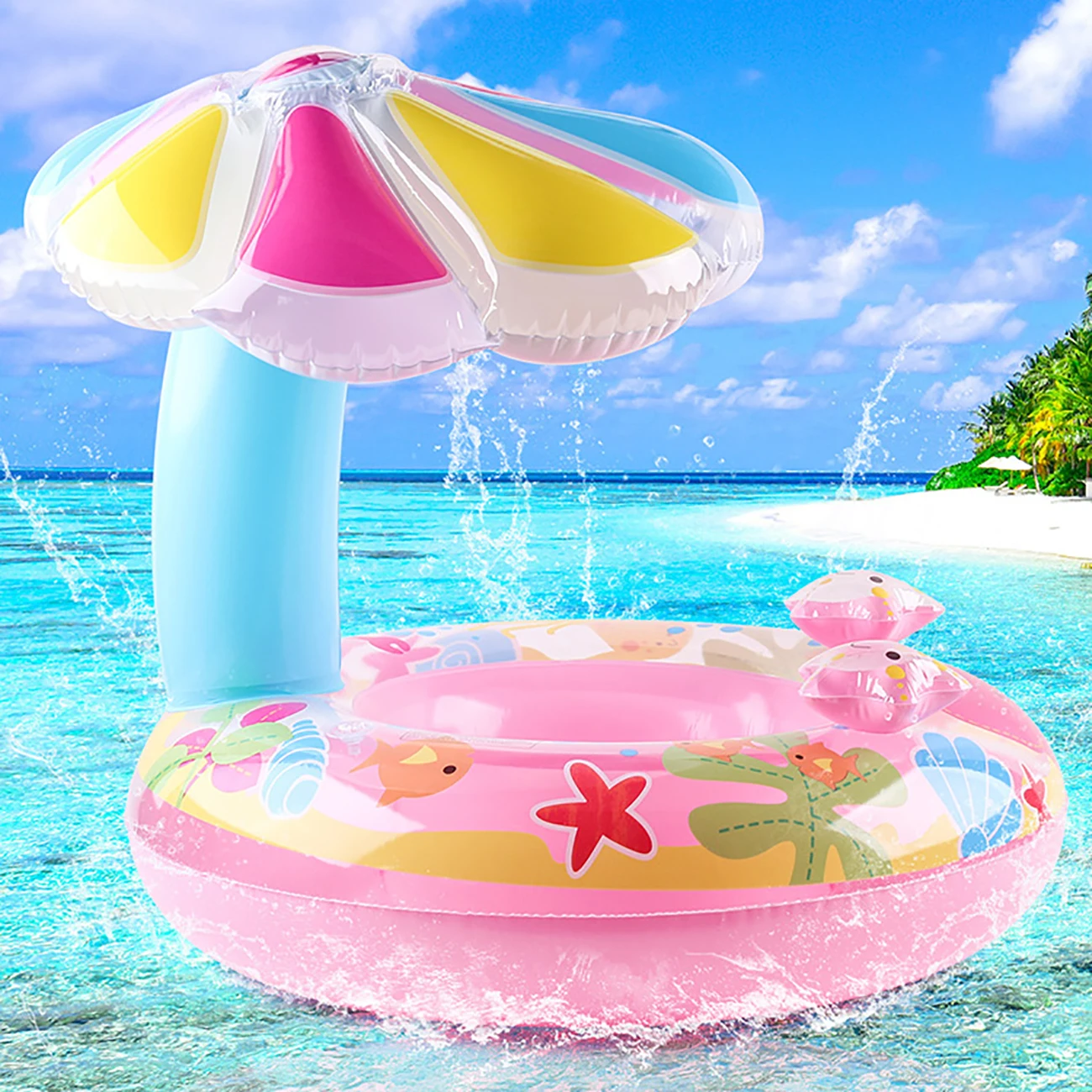 Mushroom-shaped-Swimming-ring-with-shading-Inflatable-Pool-Tubes-Pool ...