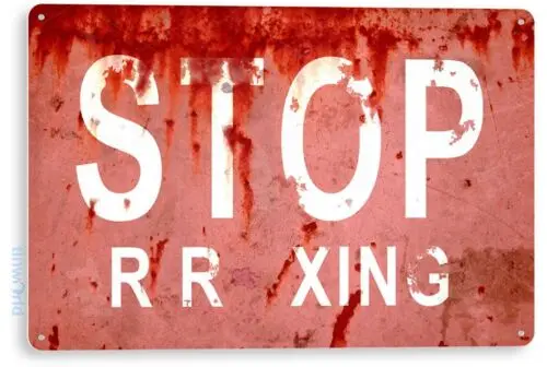 Railroad-Crossing-Stop-Sign-Train-Rustic-Red-Rail-Crossing-Warning-Tin ...