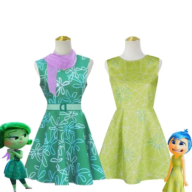 Movie-Inside-Cosplay-Out-Cosplay-Costume-Disgust-Green-Dress-Skirt-For ...