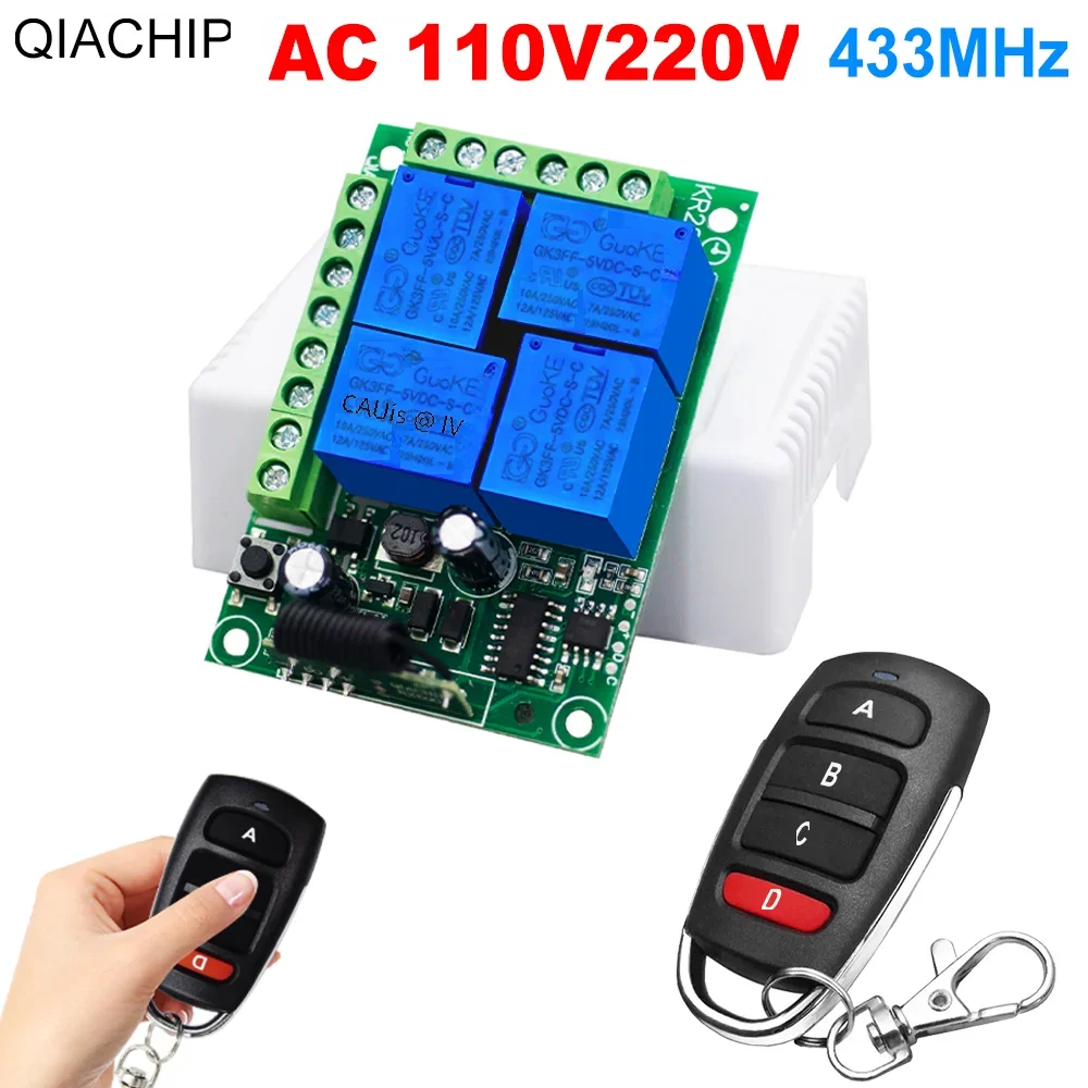 QIACHIP-433MHz-Remote-Control-Switch-AC-110V-220V-4CH-RF-Wireless ...