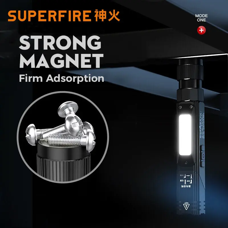 Superfire G19 Hordozható Cob Fej Zseblámpa Mágneses, Kemping Halászat ...