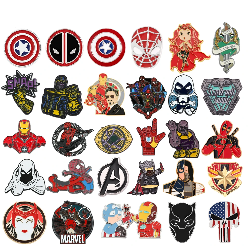 Movie Avengers Iron Man Scarlet Witch Button Brooch Superhero Captain ...