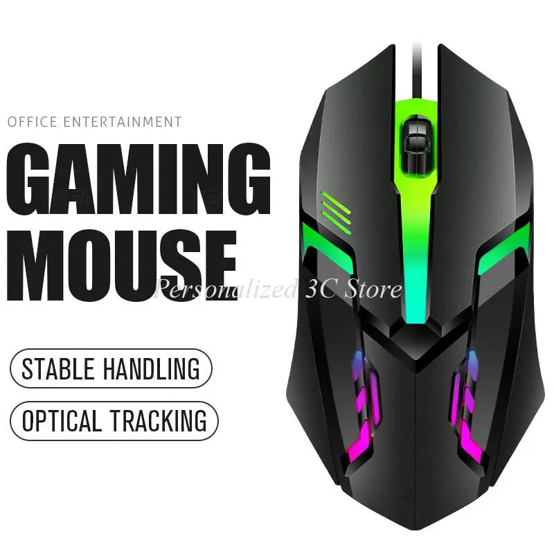 Cool Glowing Wired Mouse Colorful Backlight Breathing Light Luminous ...
