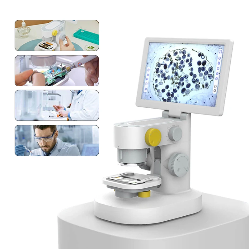 9-inch HD Digital Microscope Foldable Touch Screen 1200X Optical ...