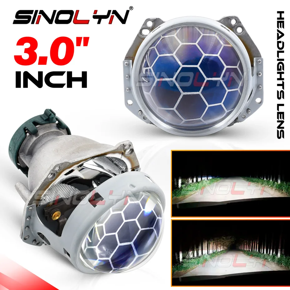 D1s D2s Bi Xenon Hella 3r G5 Blue Honeycomb Etching Style Clear ...