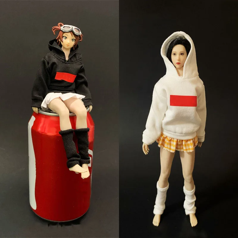 1/12 Scale Male Female Sport Hoodies Mini Pleated Skirt Jeans Clothes ...