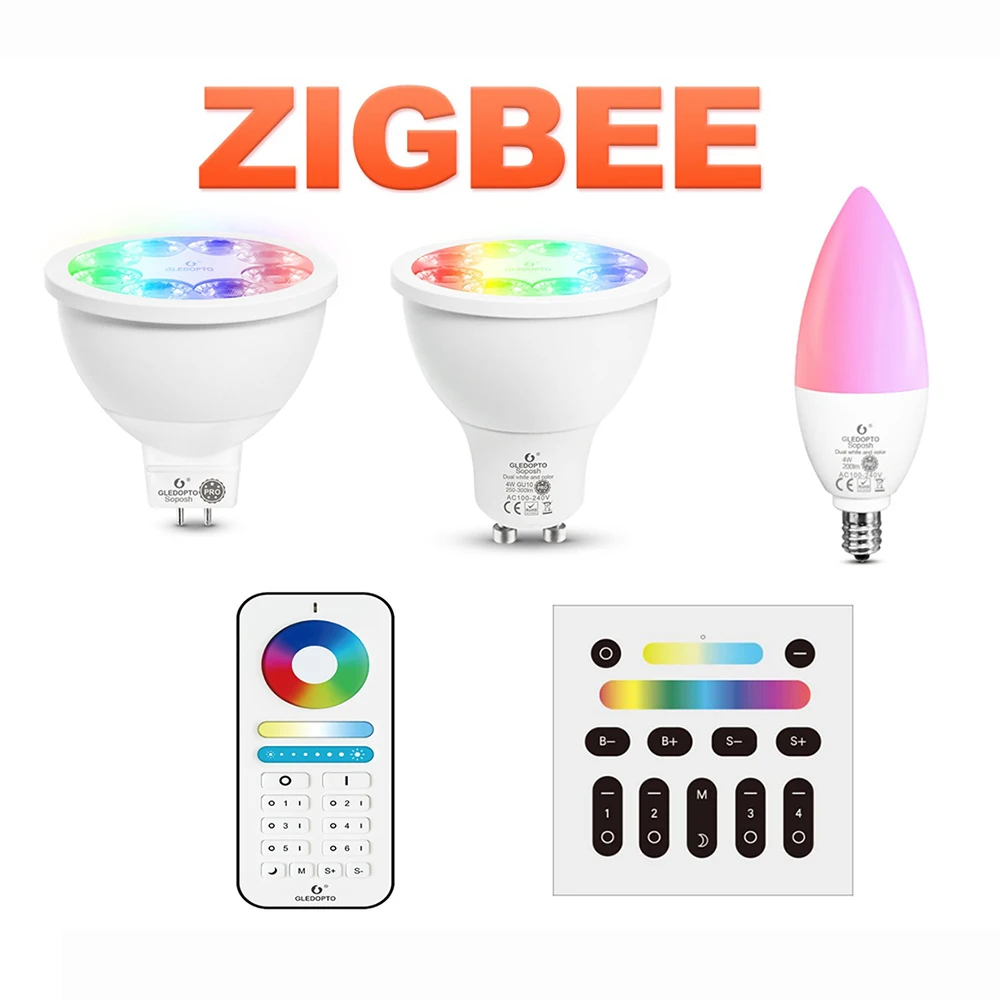GLEDOPTO Zigbee 3.0 Pro 4W 5W RGB+CCT LED Smart Bulb MR16 GU10 E14 Led ...