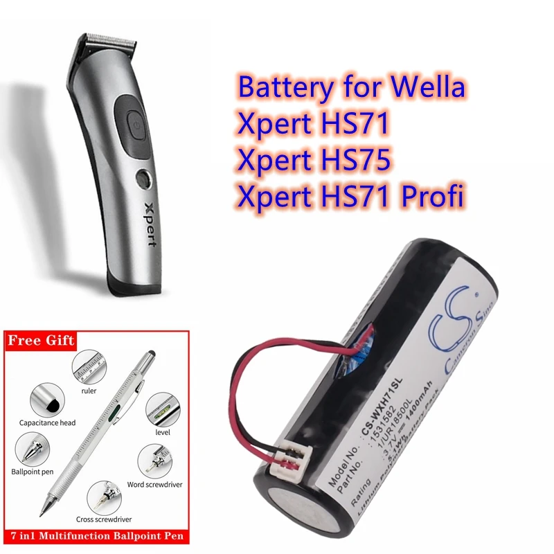 Electric Clipper Battery 3.7V/1400mAh 1531582, 1/UR18500L for Wella ...