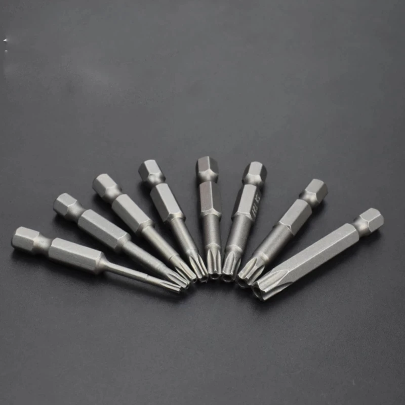 8pcs/set 50mm 5 Point Torx Drive Bit Set 1/4" 6.35mm Hex Shank Electric ...