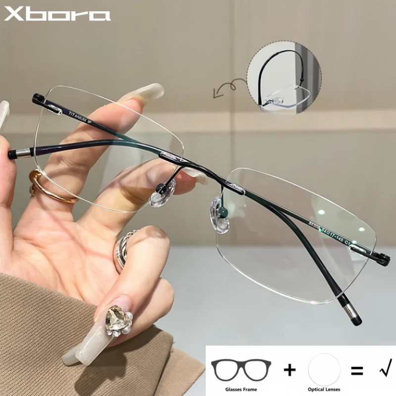Gafas graduadas ópticas sin montura a la moda para hombres y mujeres ...