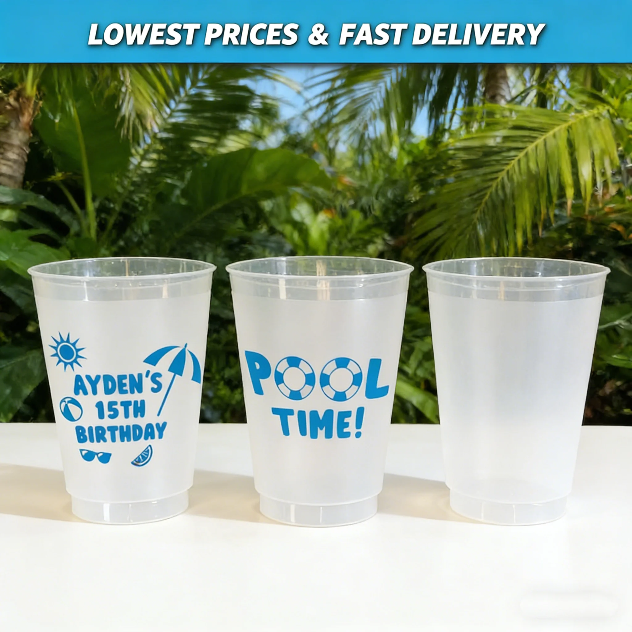 10pcs Custom Personalized Pool Birthday Frosted Cups Swimming Party ...