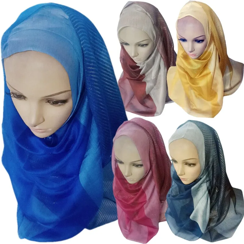 Fashion-Women-Scarf-Elegant-Muslim-Hijab-Turban-Ladies-Patchwork-Color ...