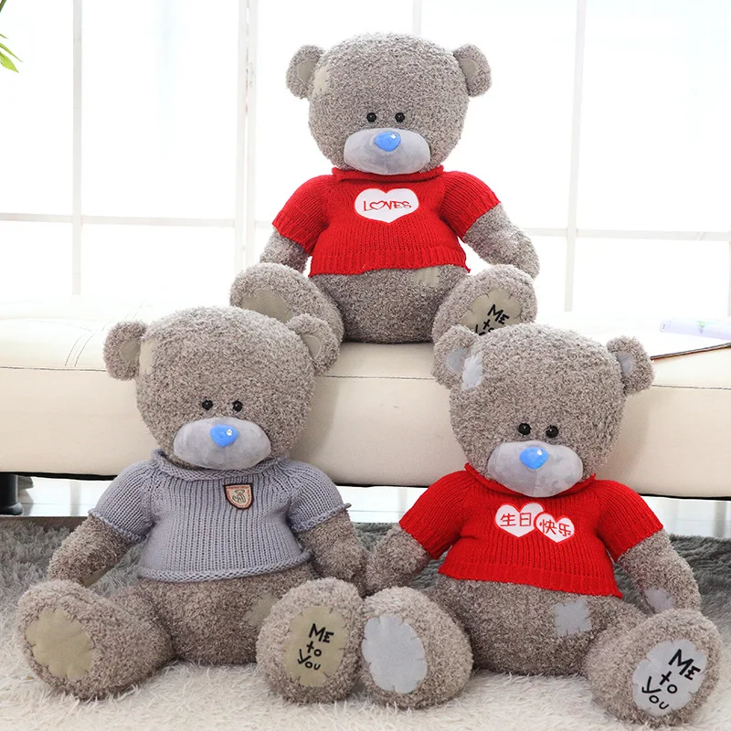 Cute Teddy Bear With Sweater Plush Toy Stuffed Animal Patch Bear Doll ...