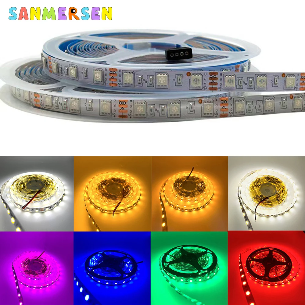 SMD-5050-LED-Strip-Light-12V-24V-Self-Adhesive-LED-Band-Bedroom ...