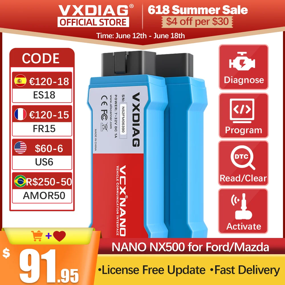 Vxdiag Vcx Nano For Ford Ids Obd2 Car Diagnostic Tool For Mazda ...