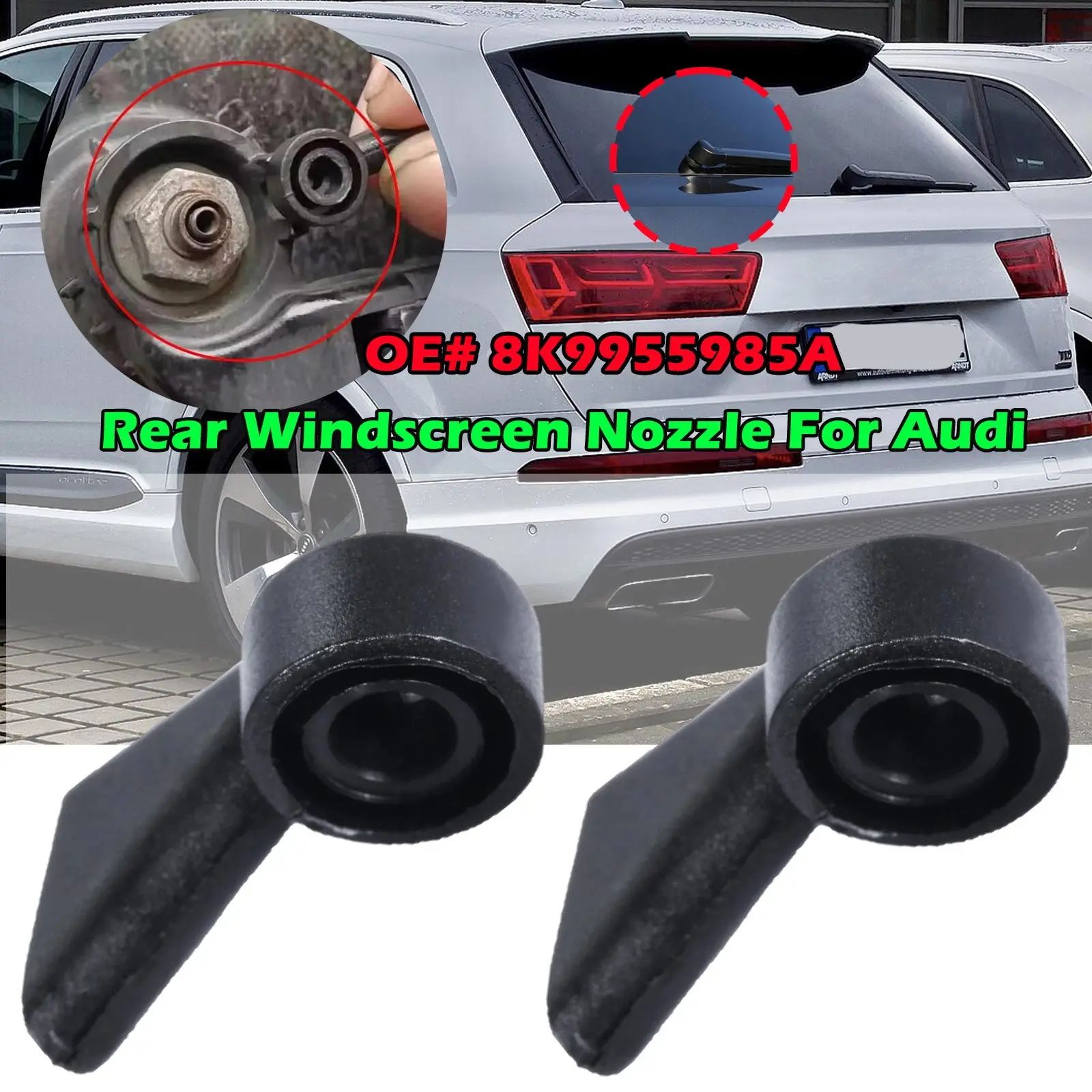 2PC Rear Windscreen Windshield Wiper Washer Jet Nozzle For Audi A1 A4 ...
