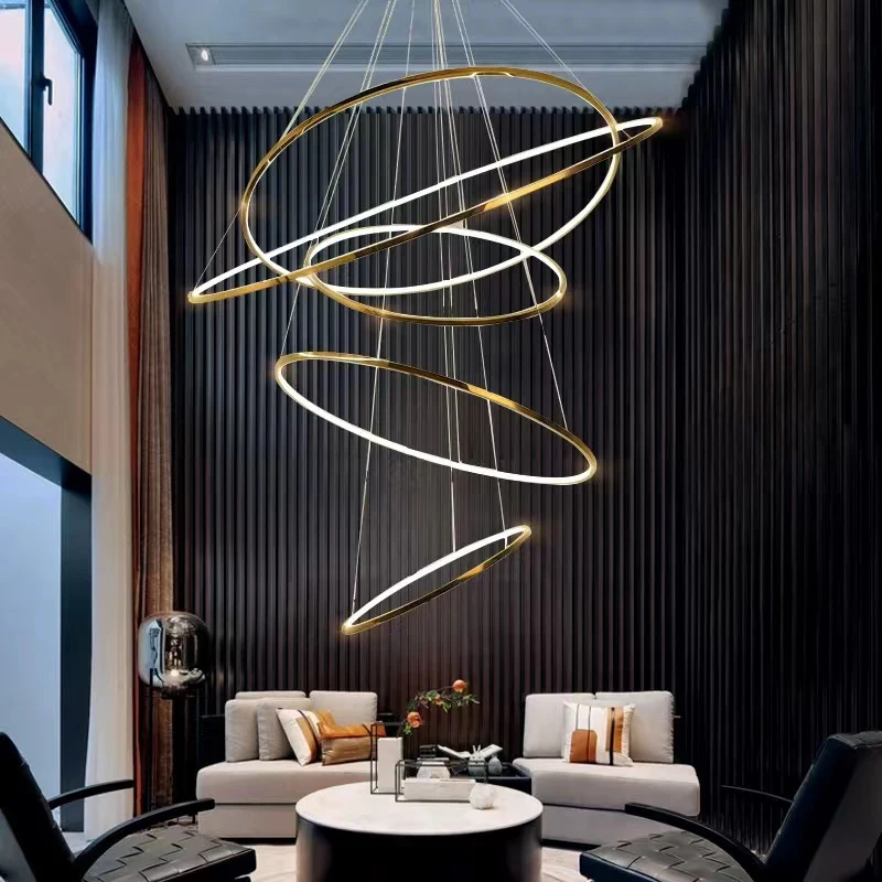 Nordic-Large-Steel-Pendant-Lamp-Circle-Gold-Modern-Ring-LED-Chandelier ...