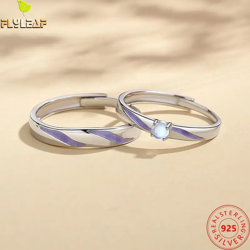 男性と女性のための本物の925シルバージュエリー,紫色のスターリース,オリジナルデザインの愛好家のためのオープンリング,愛好家のためのアクセサリー| | - AliExpress