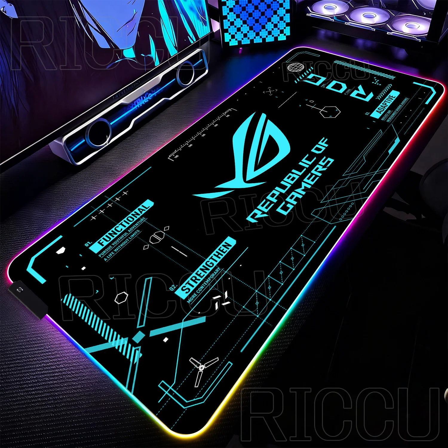 RGB XXL HD Printing Gaming Mats Large Extended Pad Rog Esports Mouse ...