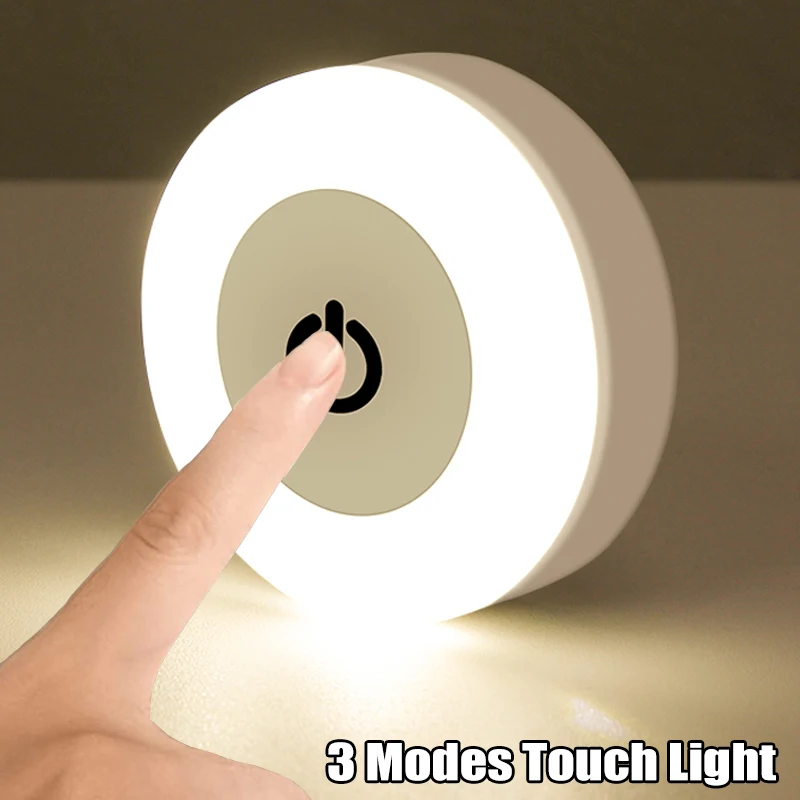 3 Modes LED Touch Small Night Lights USB Rechargeable Magnetic Base ...