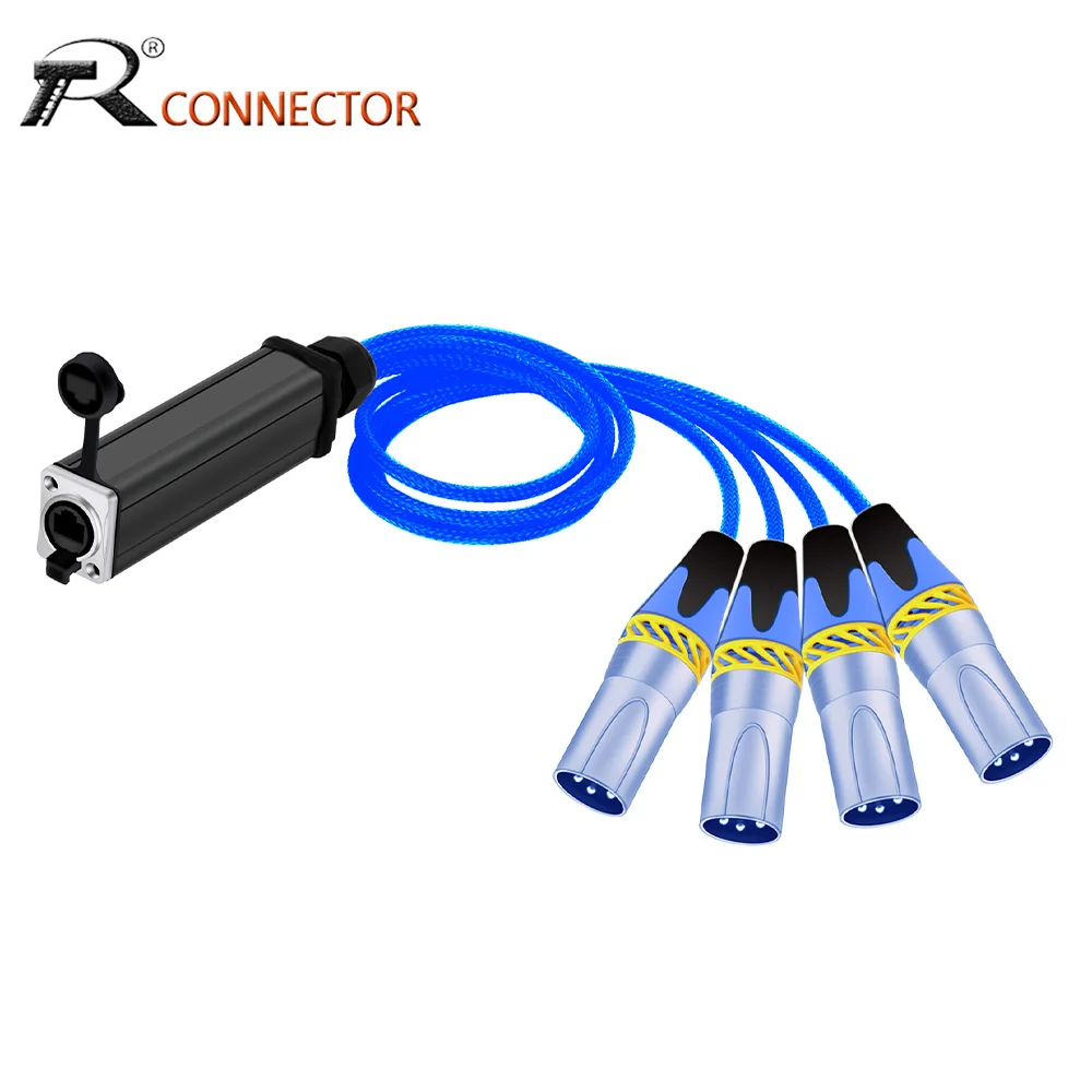 RJ45-CAT5-Female-with-Shielded-to-4-Channel-3Pin-XLR-Silver-Plated-Pin ...