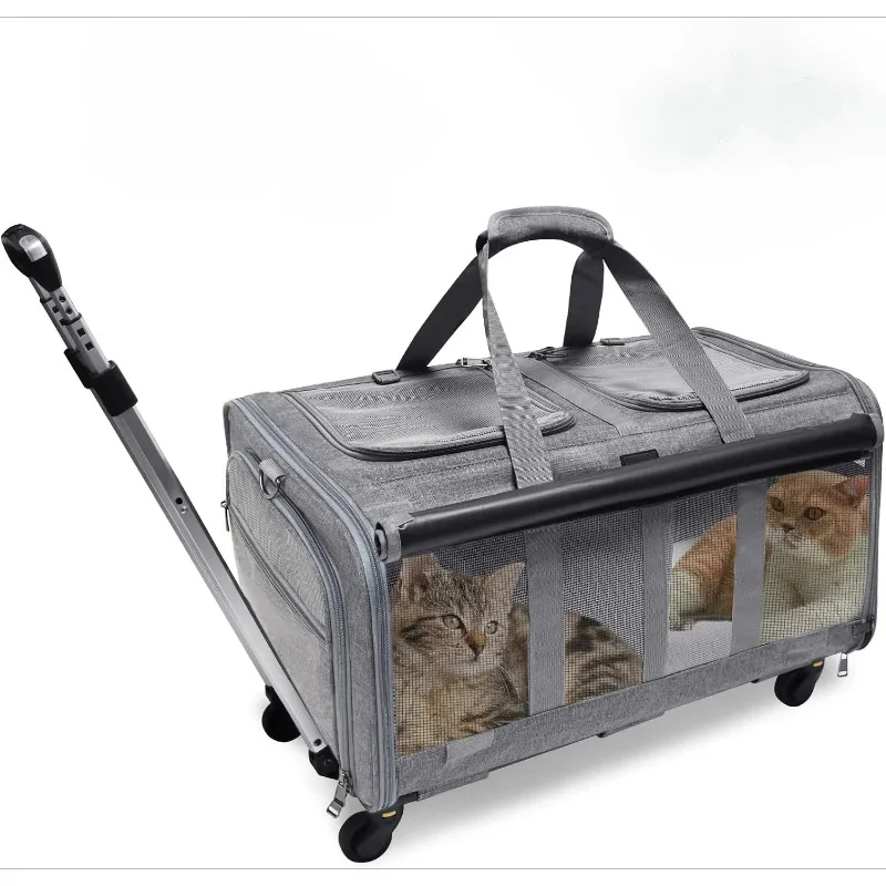 Portable Pet Trolley Case Detachable Universal Wheel Breathable ...