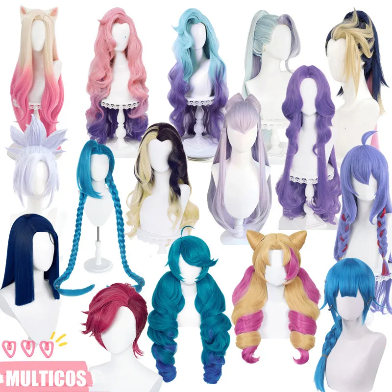 Anime peruca jogo lol ahri seraphine akali gwen piltover enforcer vi ...