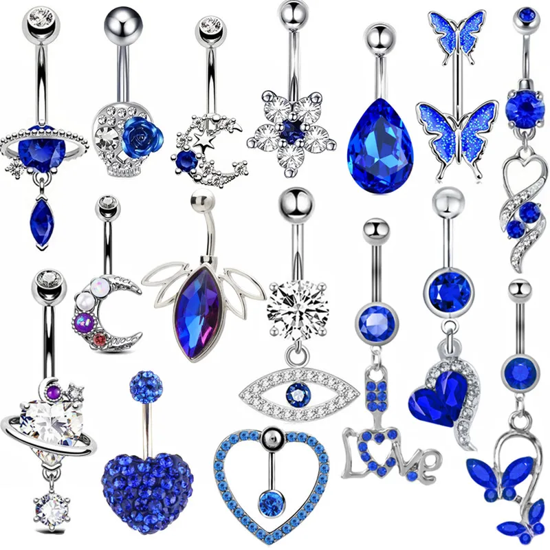 1PCS-Royal-Blue-Belly-Button-Rings-14G-Planet-Navel-Piercing-Barbell ...