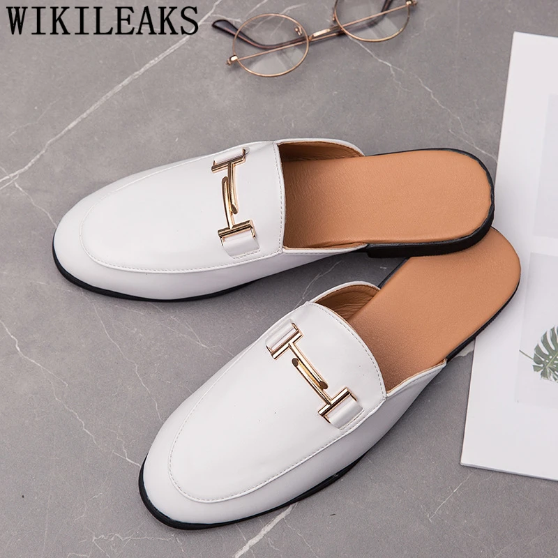 Black Half Shoes For Men Leather Shoes Men Mules Casual Shoes Men ...