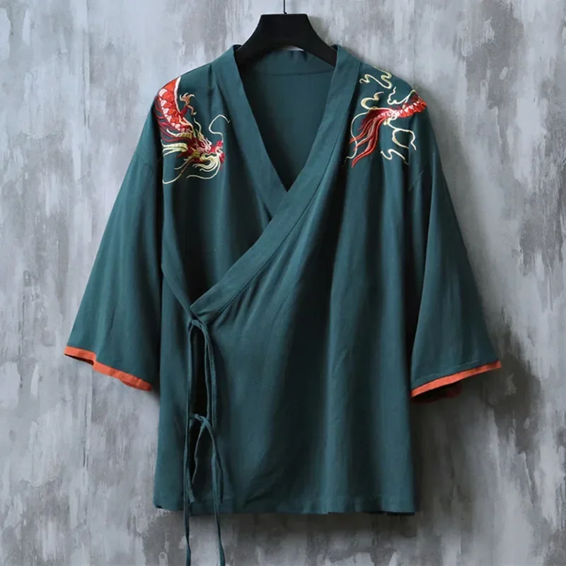 Fashion-Men-s-Dragon-Embroidered-Top-Kimono-Harajuku-Japanese-Samurai ...